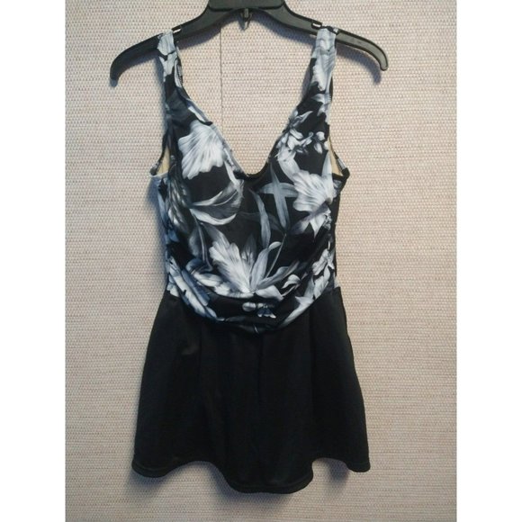 White Stag | Swim | One Piece Black And White Floral Bathing Suit White ...